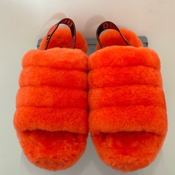 UGG | Shoes | Brand New Hazard Orange Fluff Yeah Slide | Poshmark